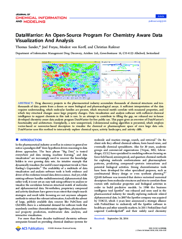(PDF) DataWarrior, An Open-Source Program For Chemistry Aware Data Visualization And Analysis