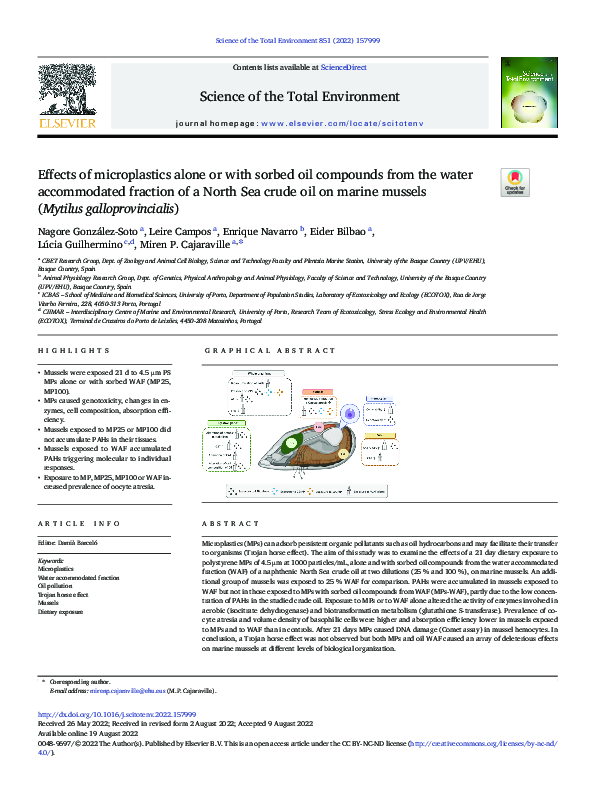(PDF) Effects of microplastics alone or with sorbed oil compounds from ...