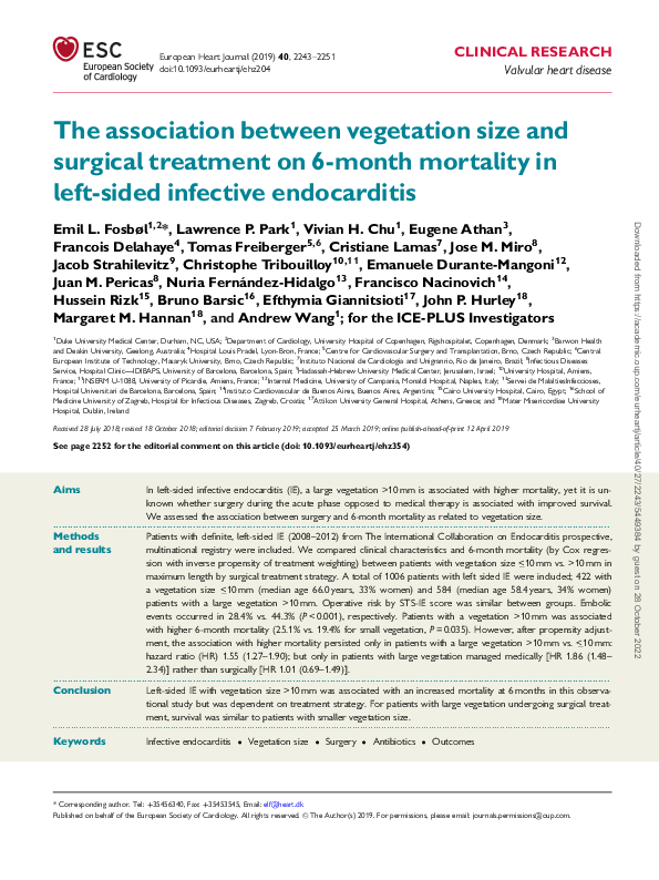 (PDF) Impact of Early Valve Surgery on Outcome of Staphylococcus aureus ...