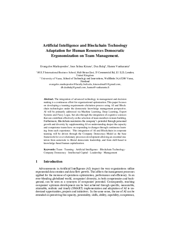 (PDF) Artificial Intelligence and Blockchain Technology Adaptation for ...