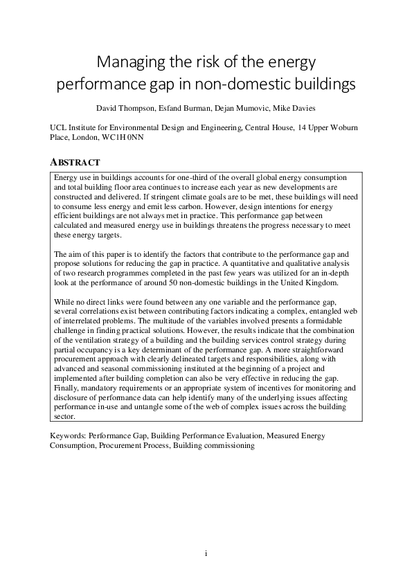 (PDF) Managing the risk of the energy performance gap in non-domestic ...