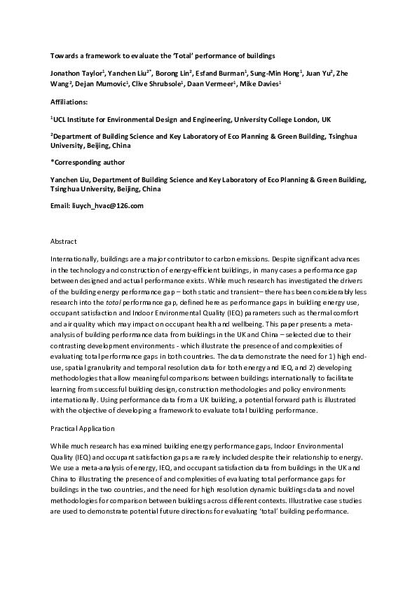 (PDF) Evaluating Total Performance Gaps in Buildings Globally