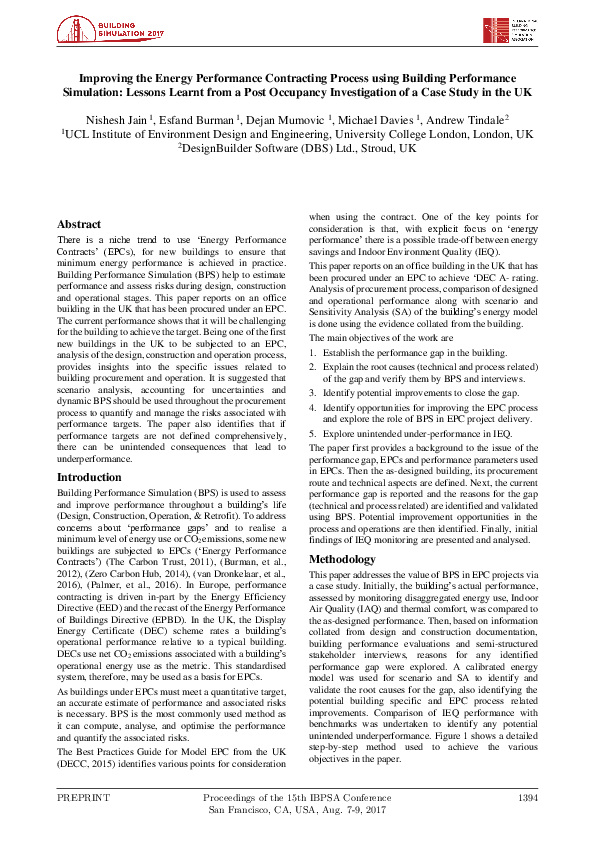 (PDF) Improving the Energy Performance Contracting Process using Building Performance Simulation ...