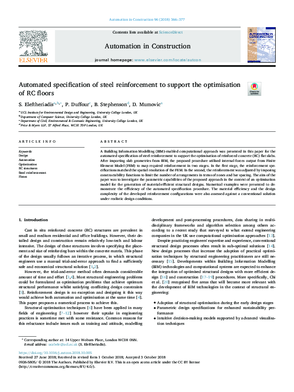 (PDF) Automated specification of steel reinforcement to support the ...