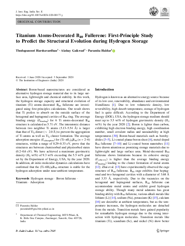 (PDF) Titanium Atoms-Decorated B40 Fullerene: First-Principle Study to Predict the Structural ...