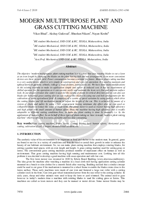 (PDF) Modern Multipurpose Plant Cutting Machine