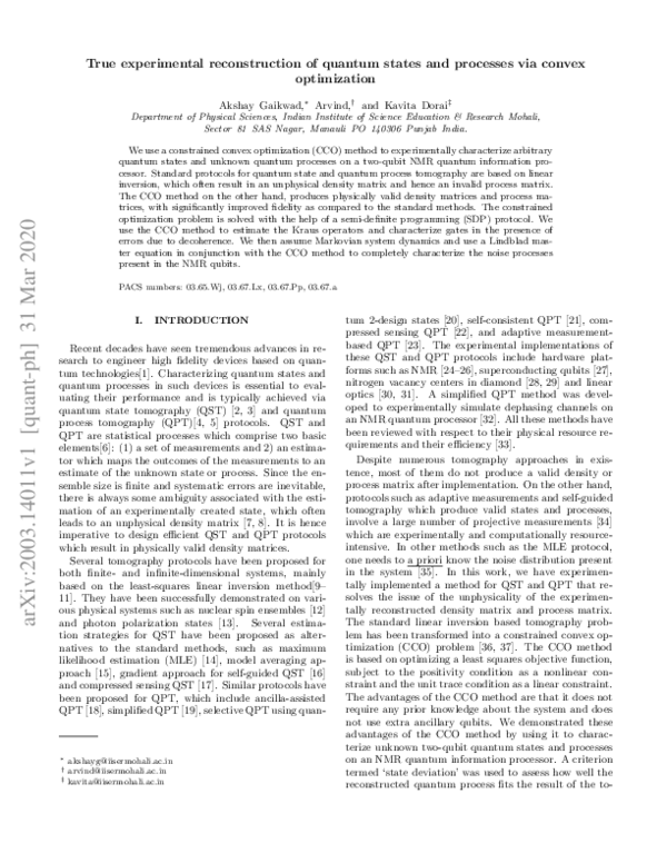 (PDF) True experimental reconstruction of quantum states and processes ...