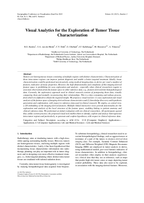 (PDF) Visual Analytics for the Exploration of Tumor Tissue Characterization