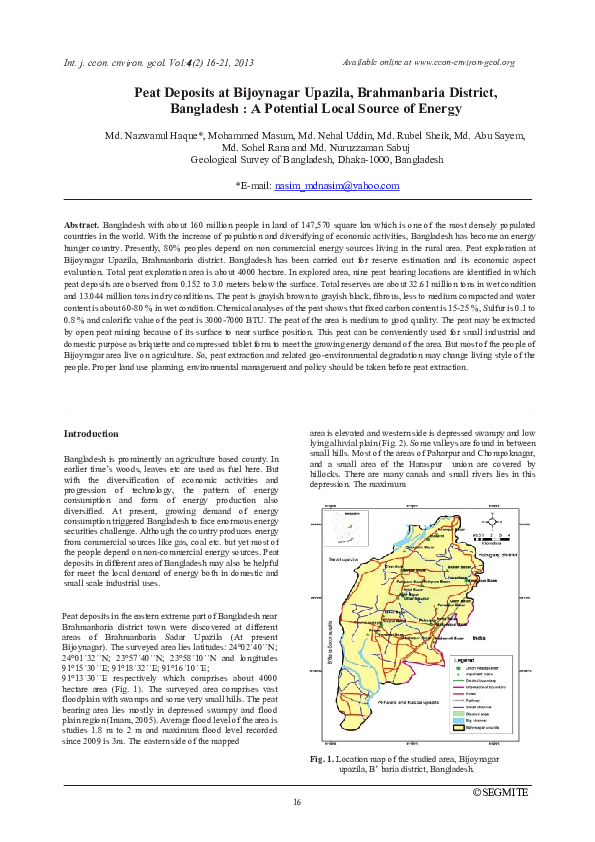 (PDF) Peat Deposits at Bijoynagar Upazila, Brahmanbaria District ...