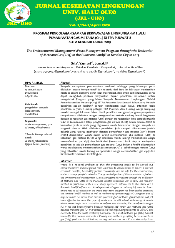 (PDF) Program Pengolahan Sampah Berwawasan Lingkungan Melalui Pemanfaatan Gas Metana (CH4) DI ...