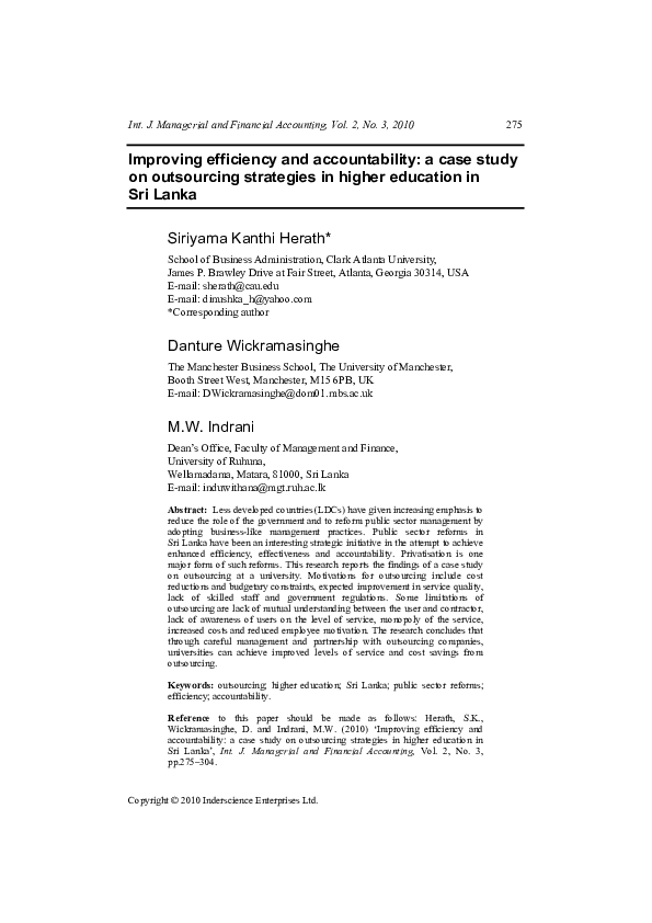 (PDF) Improving efficiency and accountability: a case study on ...