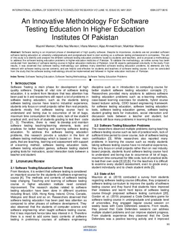 (PDF) An Innovative Methodology For Software Testing Education In ...