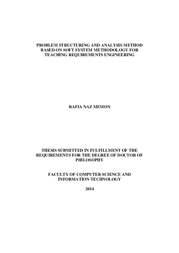 Pdf Problem Structuring And Analysis Method Based On Soft System Methodology For Teaching