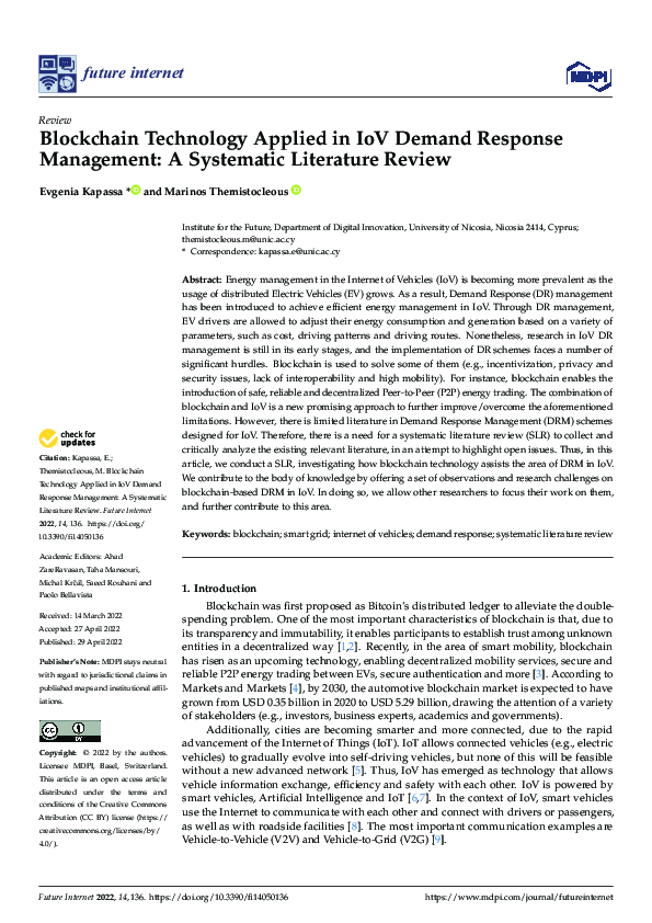 (PDF) Blockchain in IoV Demand Response Management: A Review