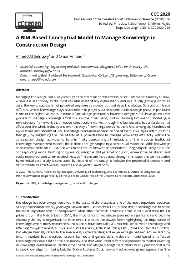 (PDF) A BIM-Based Conceptual Model to Manage Knowledge in Construction ...