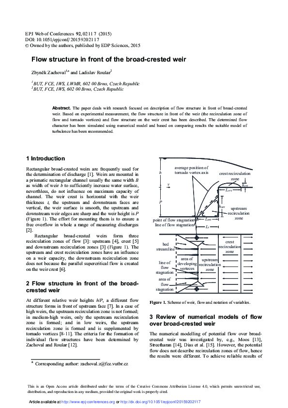 (PDF) Flow structure in front of the broad-crested weir