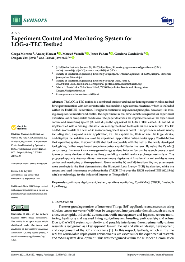 (PDF) Experiment Control and Monitoring System for LOG-a-TEC Testbed