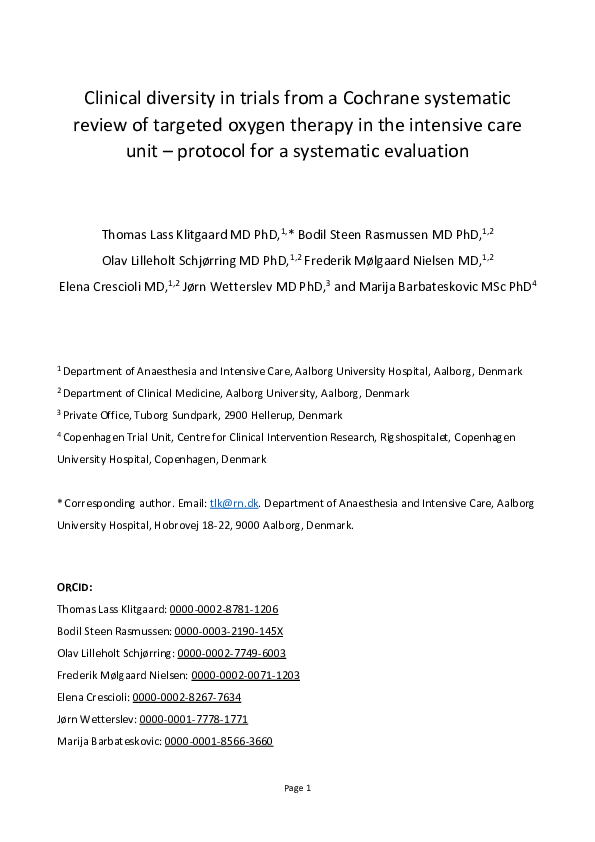(PDF) Clinical diversity in trials from a Cochrane systematic review of ...