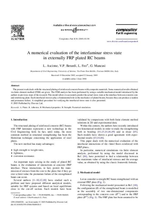 (PDF) A numerical evaluation of the interlaminar stress state in externally FRP plated RC beams ...
