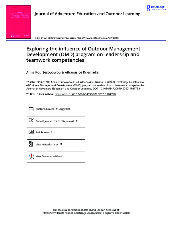 (PDF) Exploring the influence of Outdoor Management Development (OMD ...