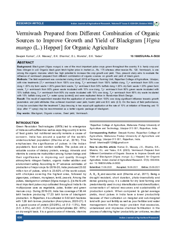 (PDF) Vermiwash Prepared from Different Combination of Organic Sources ...
