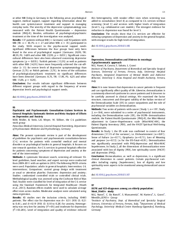 (PDF) Depression, Demoralization and Distress in oncology: A ...