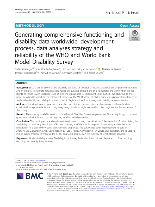 (PDF) Generating comprehensive functioning and disability data worldwide: development process ...