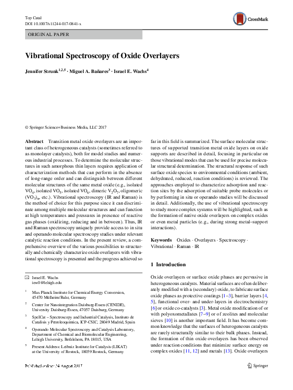 (PDF) Vibrational Spectroscopy of Oxide Overlayers | Miguel Banares - Academia.edu