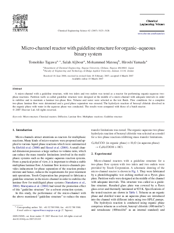 (PDF) Micro-channel reactor with guideline structure for organic ...