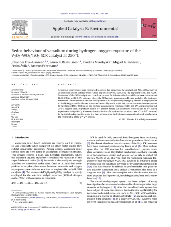 (PDF) Redox behaviour of vanadium during hydrogen–oxygen exposure of ...