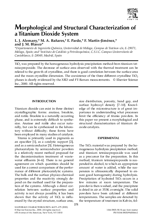 (PDF) Morphological and Structural Characterization of a Titanium ...