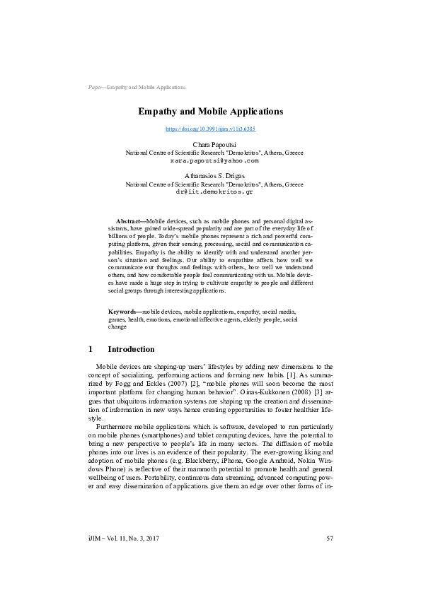 (PDF) Empathy and Mobile Applications