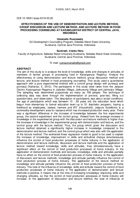 (PDF) Effectiveness of the Use of Demonstration and Lecture Method, Group Discussion and Lecture ...