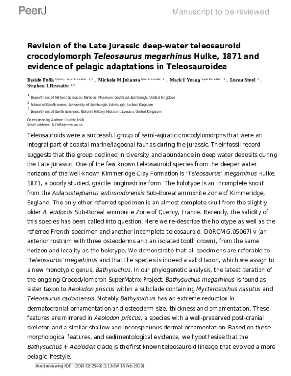 (PDF) Peer Review #3 of "Revision of the Late Jurassic deep-water ...