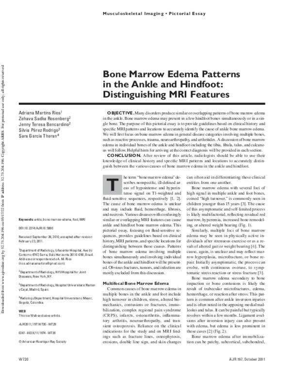 (PDF) MRI of Ankle & Hindfoot Bone Marrow Edema