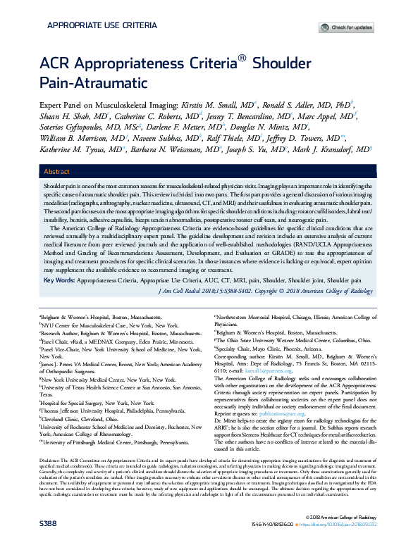(PDF) ACR Appropriateness Criteria® Shoulder Pain-Atraumatic