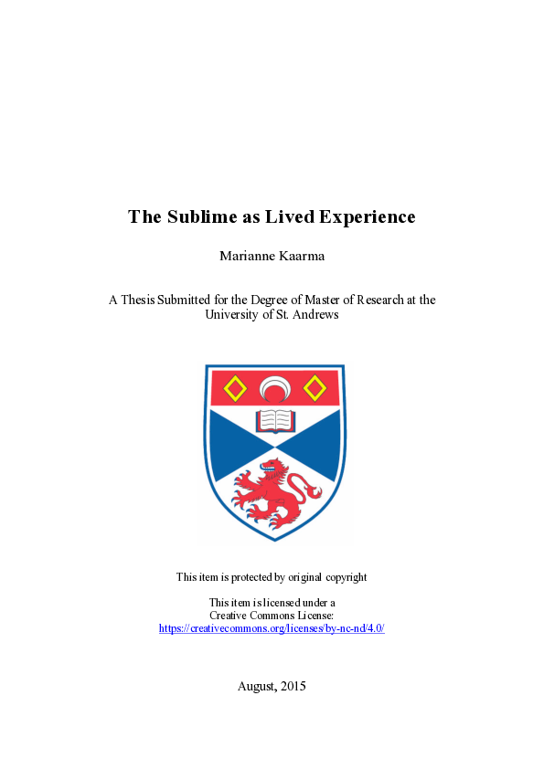 (PDF) The Sublime as Lived Experience