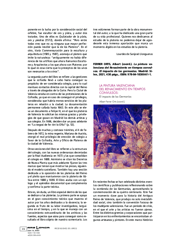 (PDF) Reseña de: . Ferrer (coord.), La pintura valenciana del ...