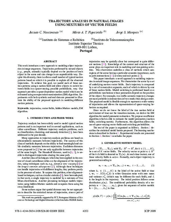(PDF) Trajectory analysis in natural images using mixtures of vector fields | Jacinto Nascimento ...