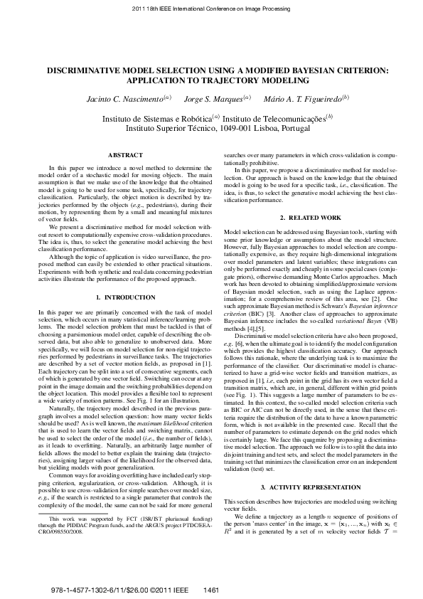 (PDF) Discriminative model selection using a modified Bayesian criterion: Application to ...