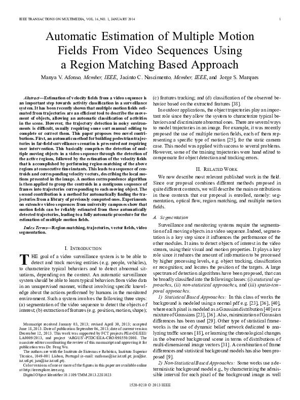 (PDF) Automatic Estimation of Multiple Motion Fields From Video ... (PDF) Automatic Estimation of Multiple Motion Fields From Video ...