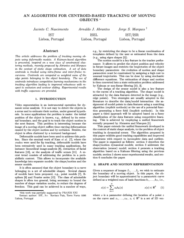 (PDF) An algorithm for centroid-based tracking of moving objects