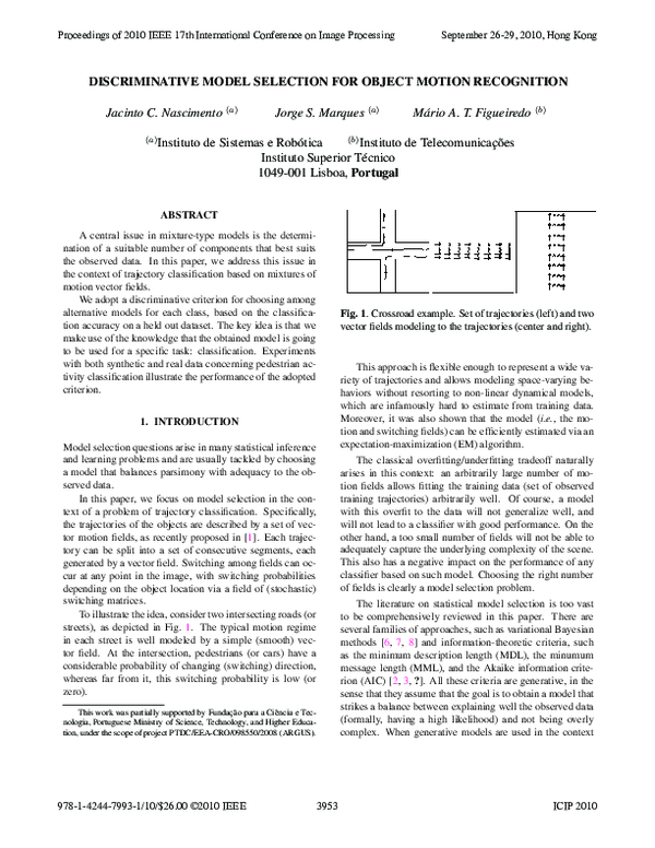 Pdf Discriminative Model Selection For Object Motion Recognition