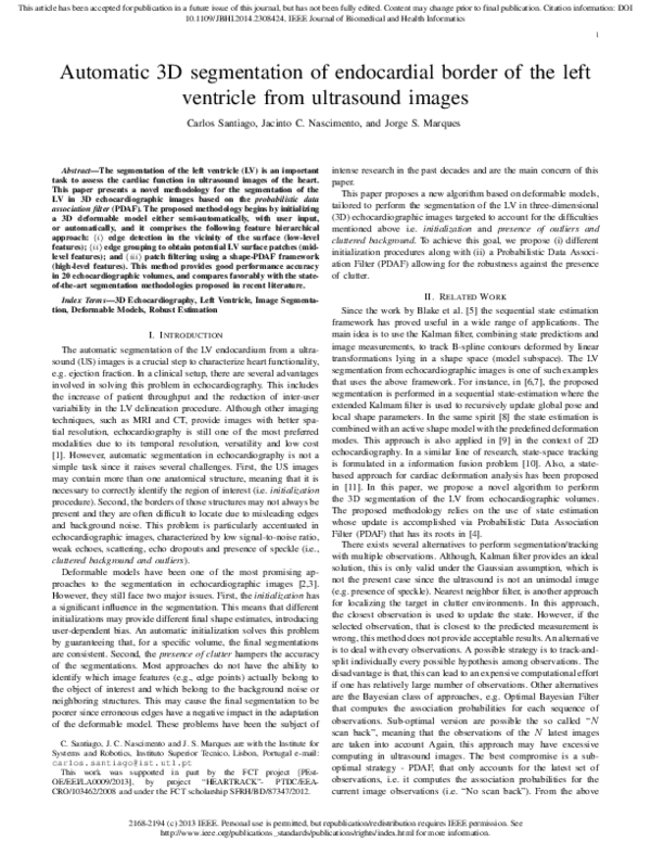 (PDF) Automatic 3-D Segmentation of Endocardial Border of the Left Ventricle From Ultrasound ...