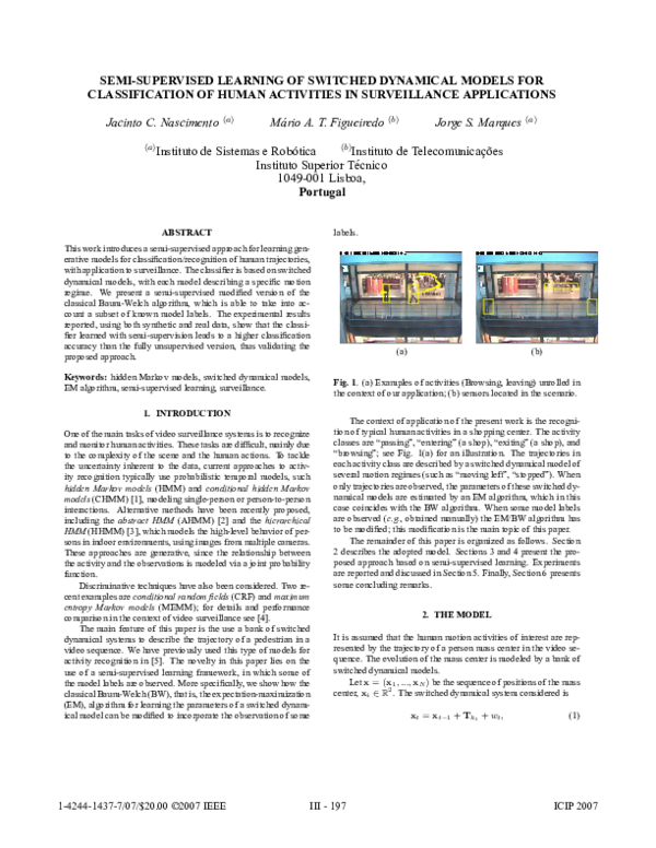 (PDF) Semi-Supervised Learning of Switched Dynamical Models for Classification of Human ...