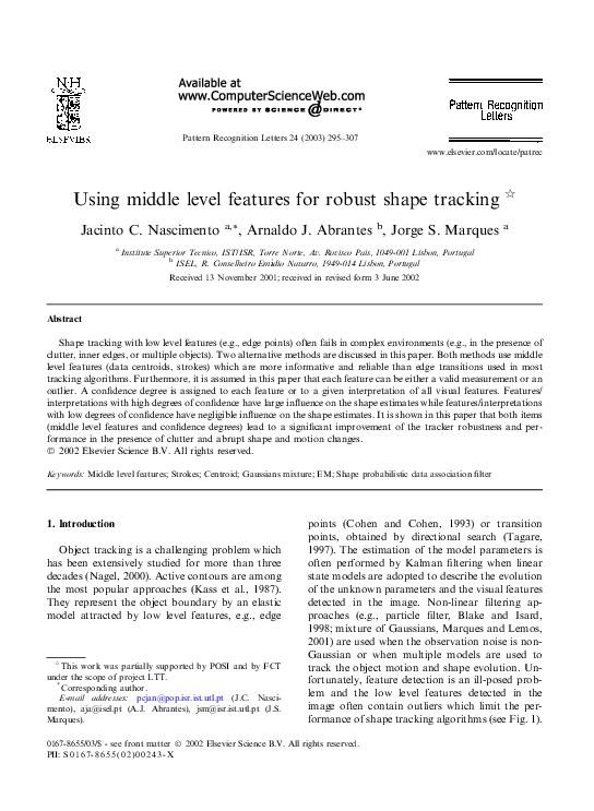 (PDF) Middle Level Features for Robust Shape Tracking