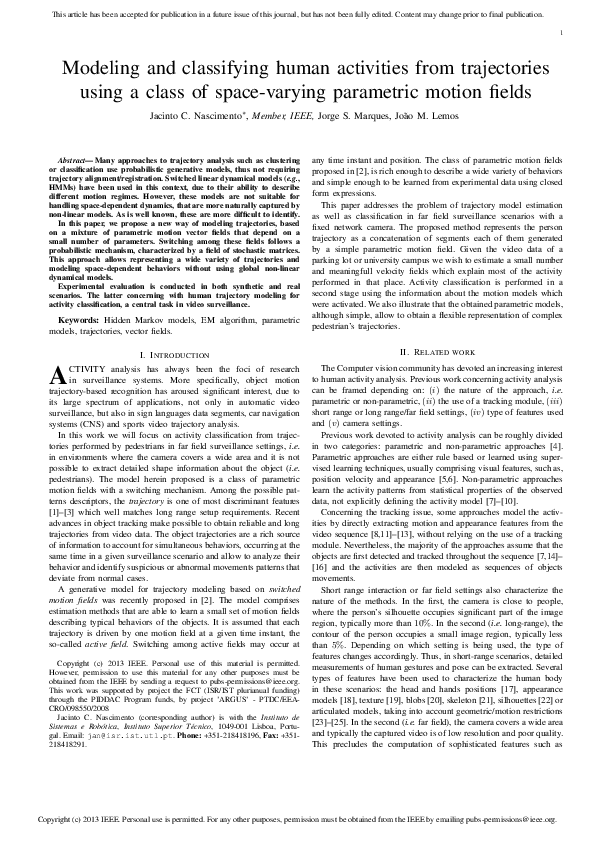 (PDF) Modeling and Classifying Human Activities From Trajectories Using ...