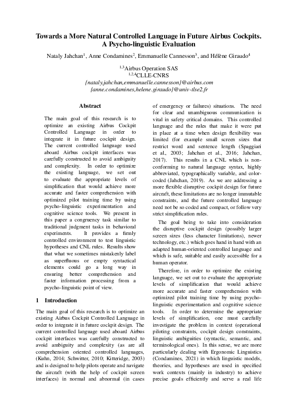 (PDF) Towards a More Natural Controlled Language in Future Airbus ...