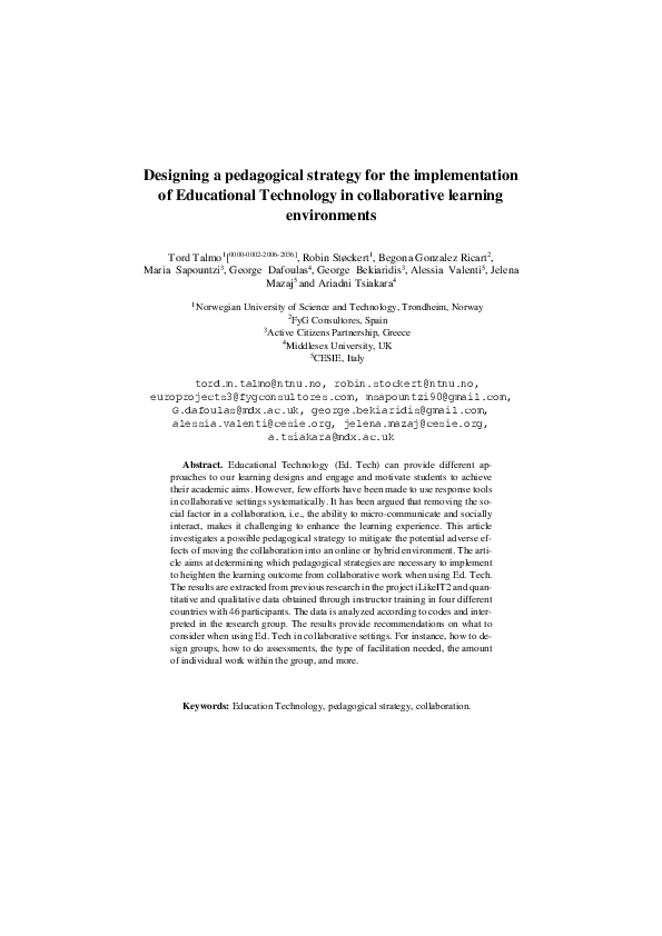 (PDF) Designing a Pedagogical Strategy for the Implementation of Educational Technology in ...