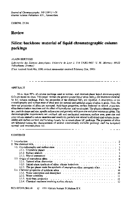 (PDF) Silica: backbone material of liquid chromatographic column packings